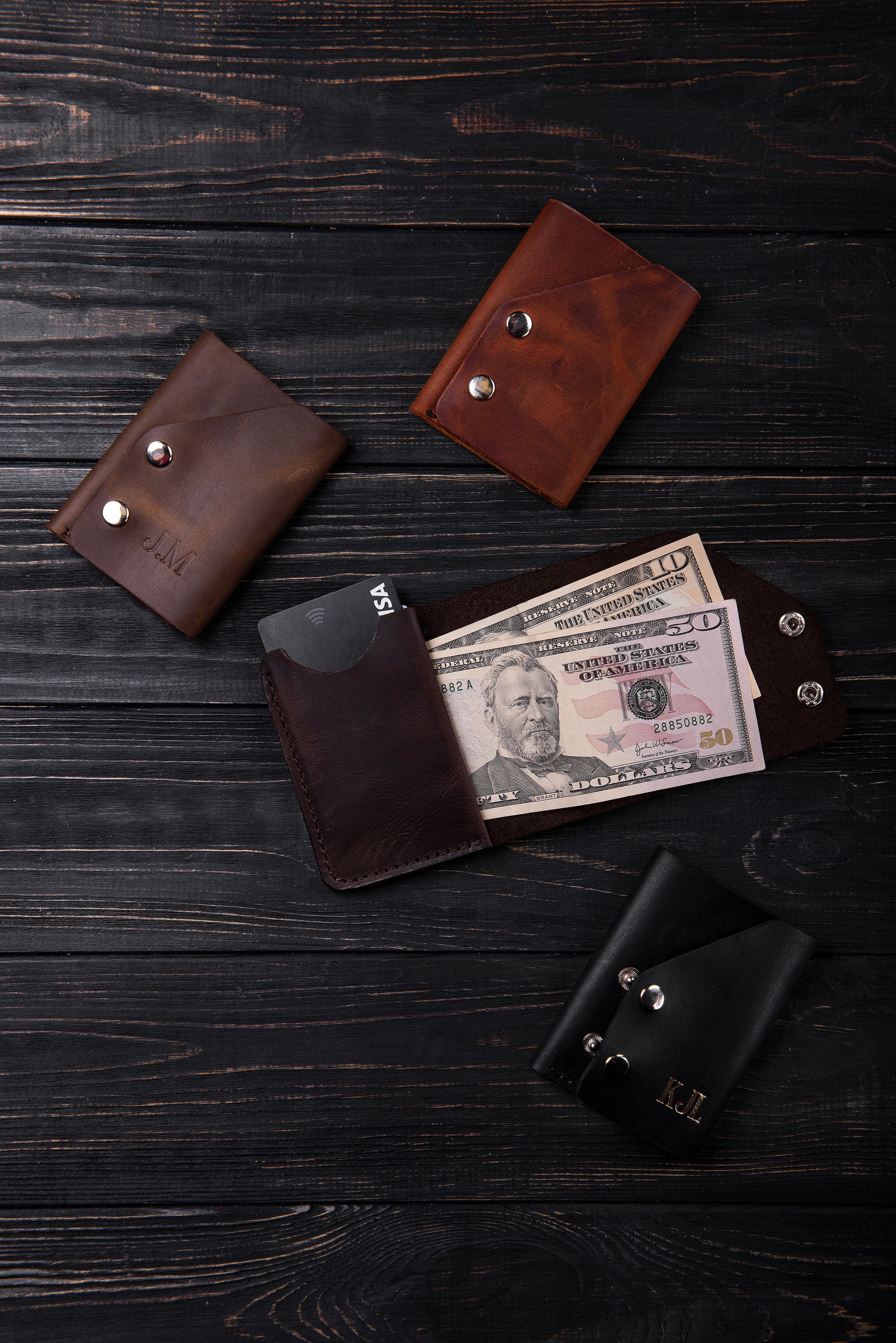 Minimalist leather wallet for men leather accessories | Etsy