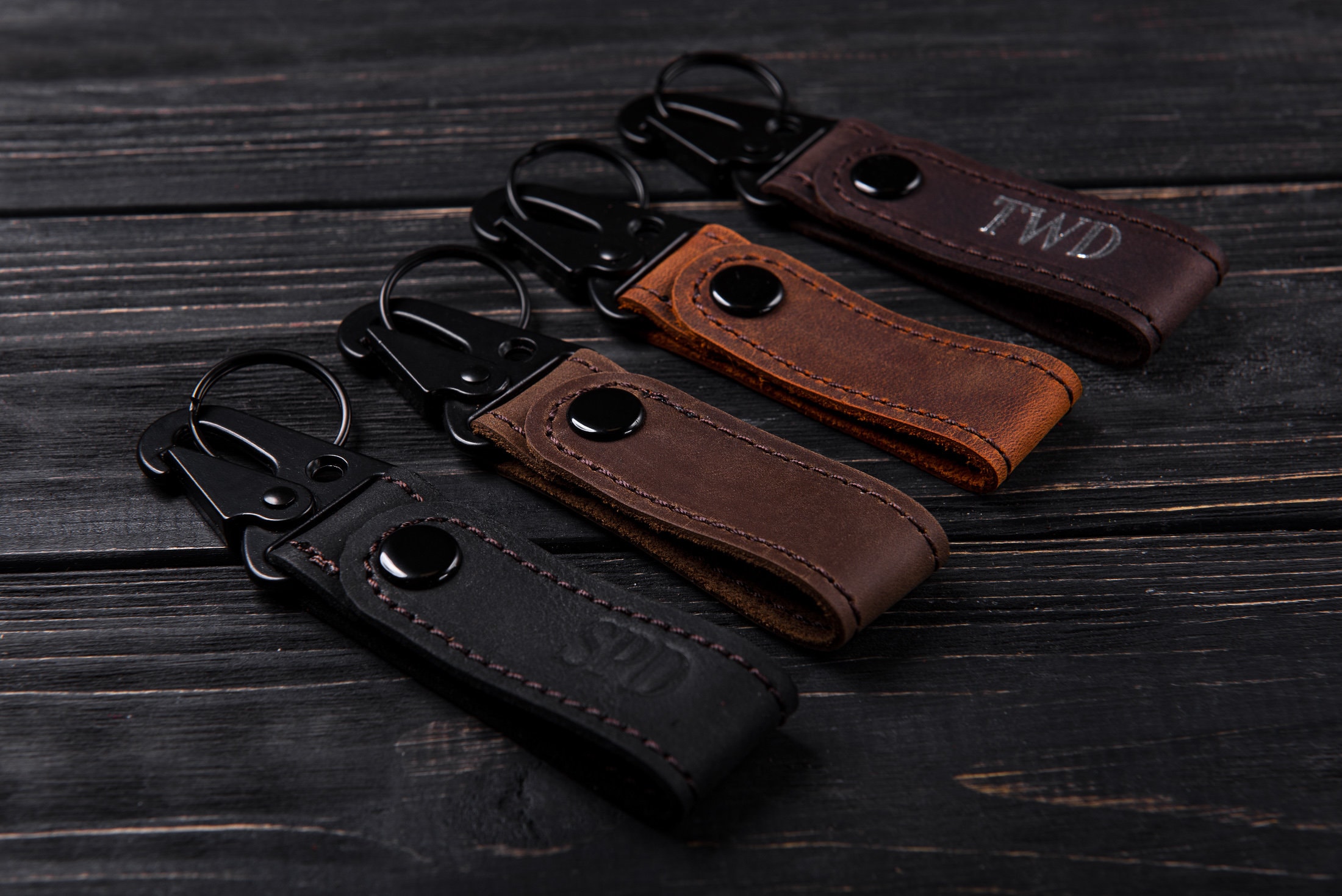 Leather Keychain Personalized Leather Keychain Customized | Etsy