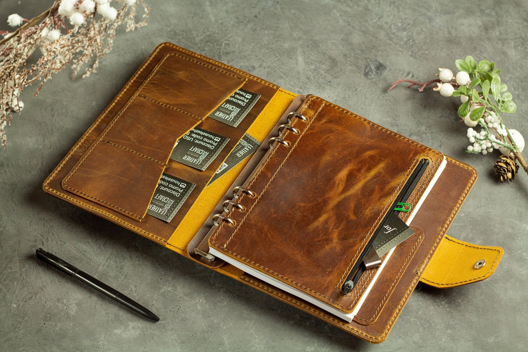 Personalized Leather Ring Binder, Leather Planner, Leather Journal A5 ...
