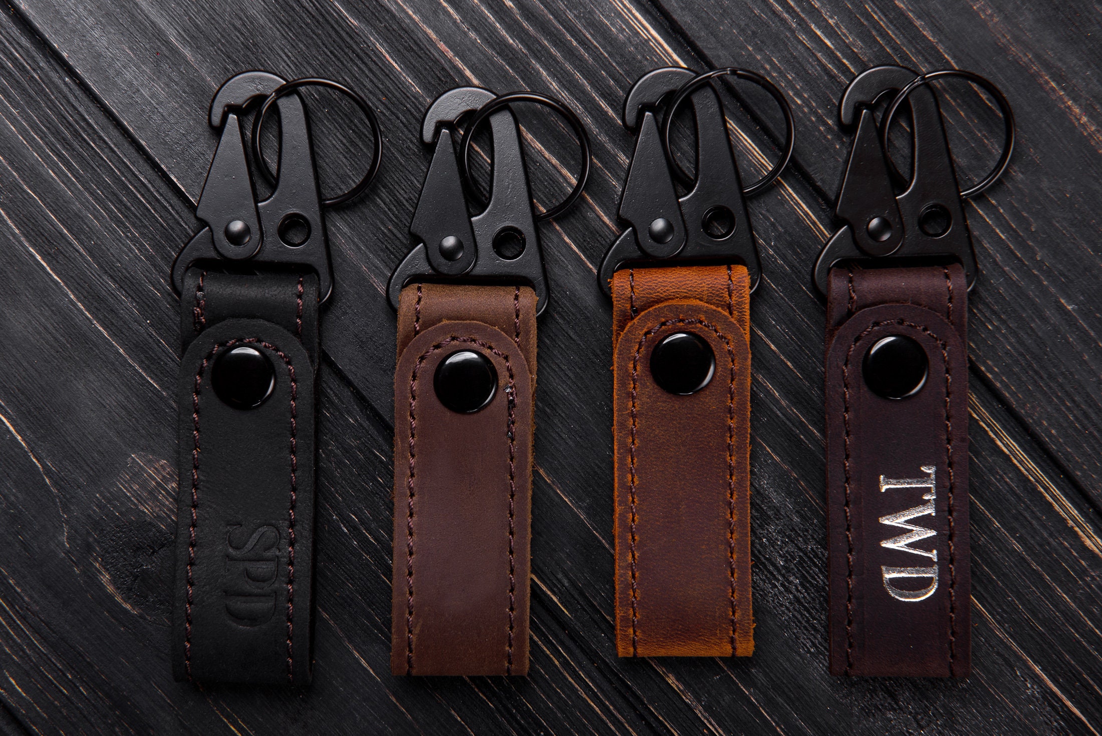 Leather Keychain Personalized Leather Keychain Customized | Etsy