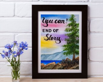 Inspirational Quote With Watercolor Background Print | Etsy