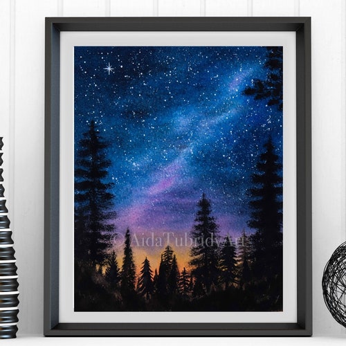 Night Painting in Watercolor Print From Original Painting - Etsy