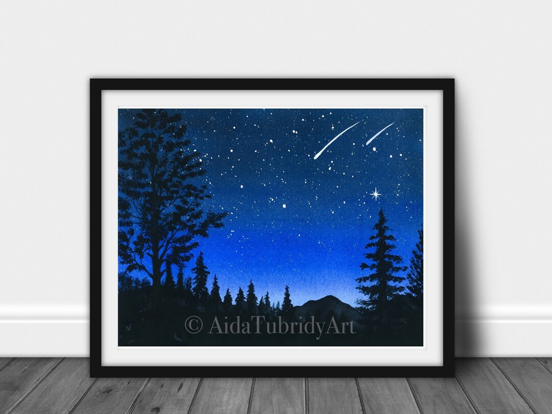 Shooting Star Painting, Mystical Shooting Star, Shooting Star Wall Art ...