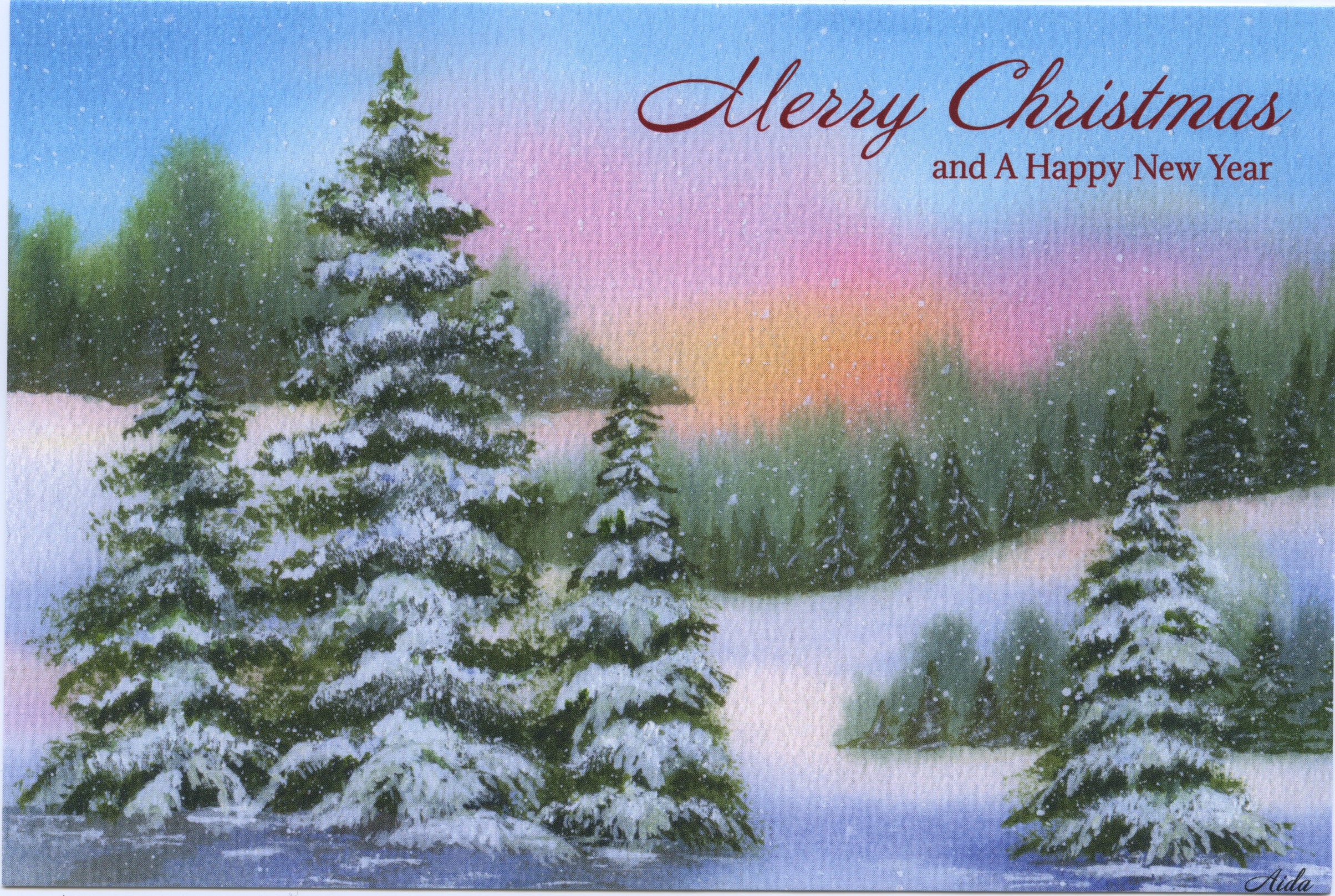 Set of 5 Snow covered mountain Note Cards Flat Christmas - Etsy.de