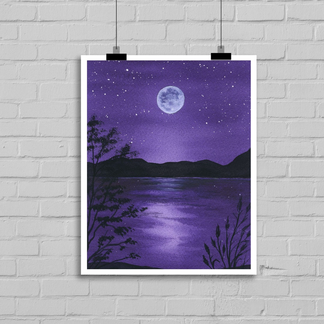 Original Watercolor Painting, Deep Purple Painting, 5x7 Inches, NOT A ...