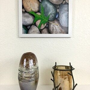 Leaf on Rocks, Watercolor Print, Realistic Rocks Painting, Beach Art ...
