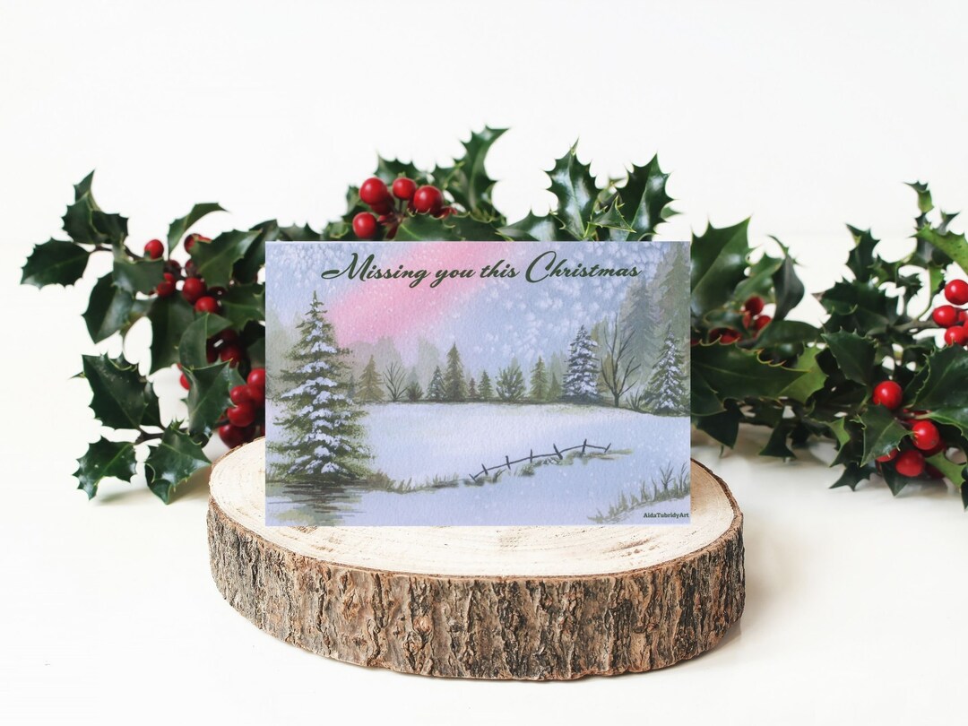 Winter Landscape Card, Christmas Card for Love Ones, Folded Card, Set ...