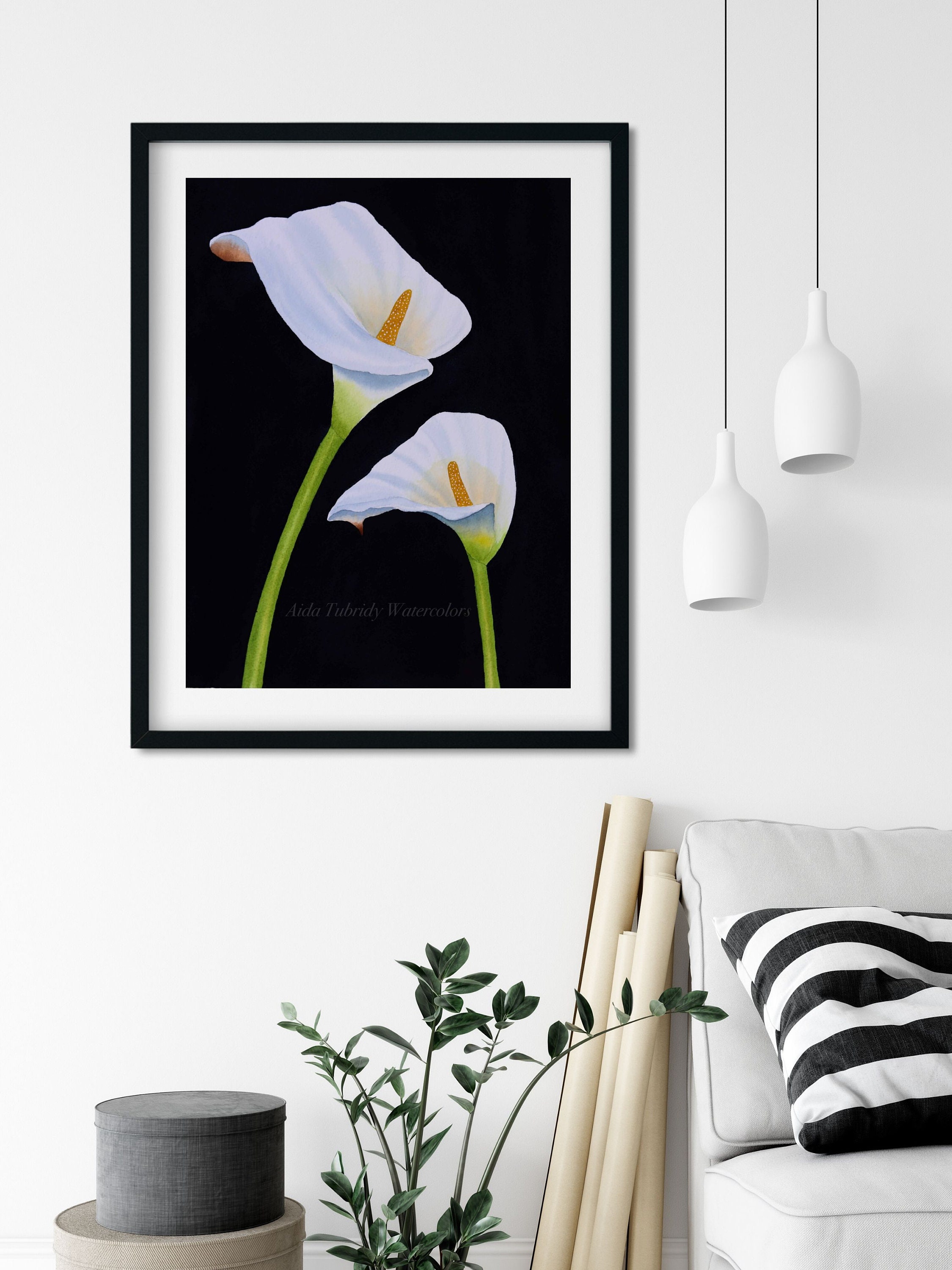 Calla Lily in Watercolor Print From Original Watercolor - Etsy