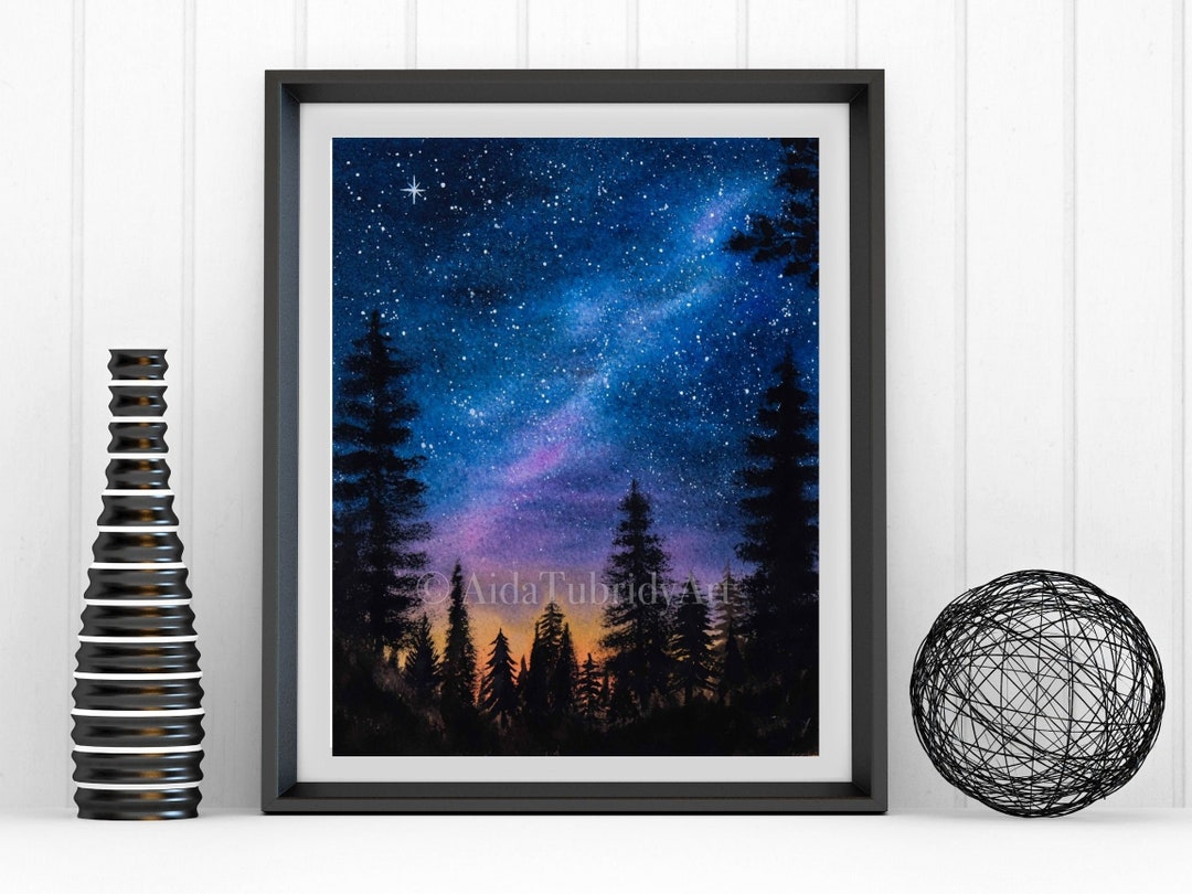 Night Sky, Watercolor Painting, Print From Original, Galaxy in ...