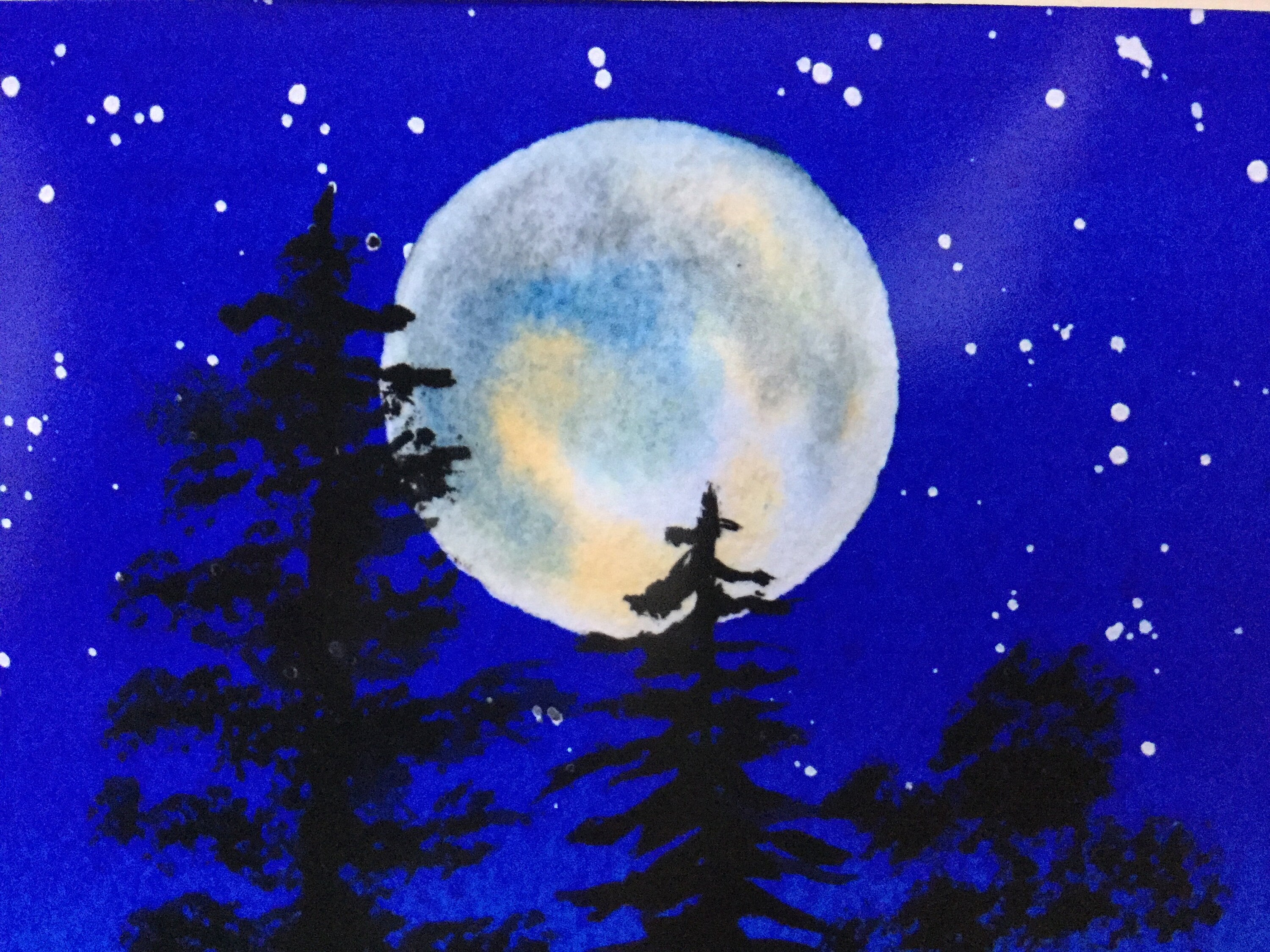Blue Night Watercolor Painting Print from Original Painting | Etsy