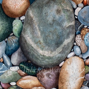 Realistic Rock Print, Modern Art Print of Rocks, Rocks in Watercolor by ...