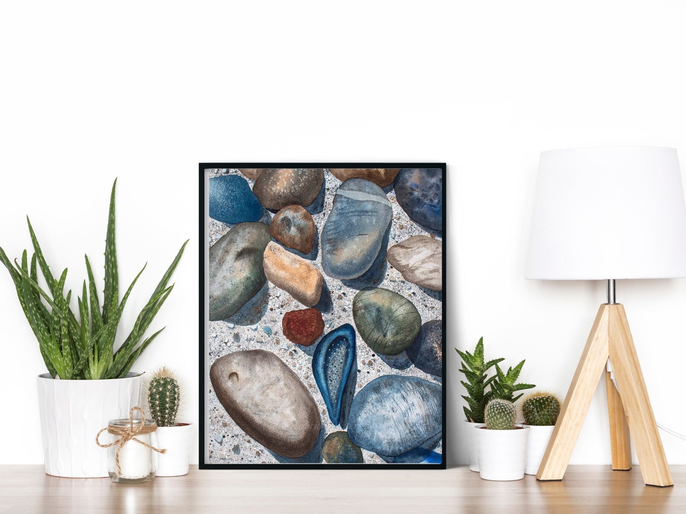 Realistic Rocks Shell & Sand in Watercolor Art Print - Etsy