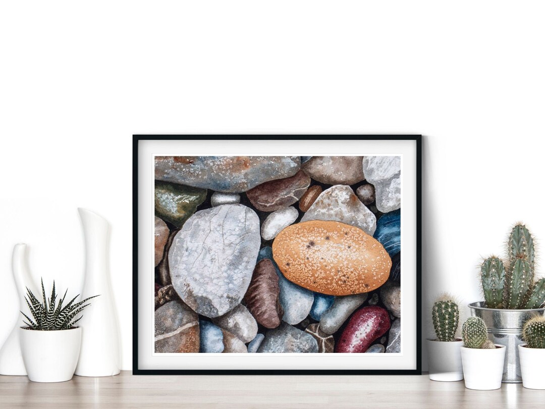 Realistic Rocks Painting, Print From Original Watercolor Painting by ...