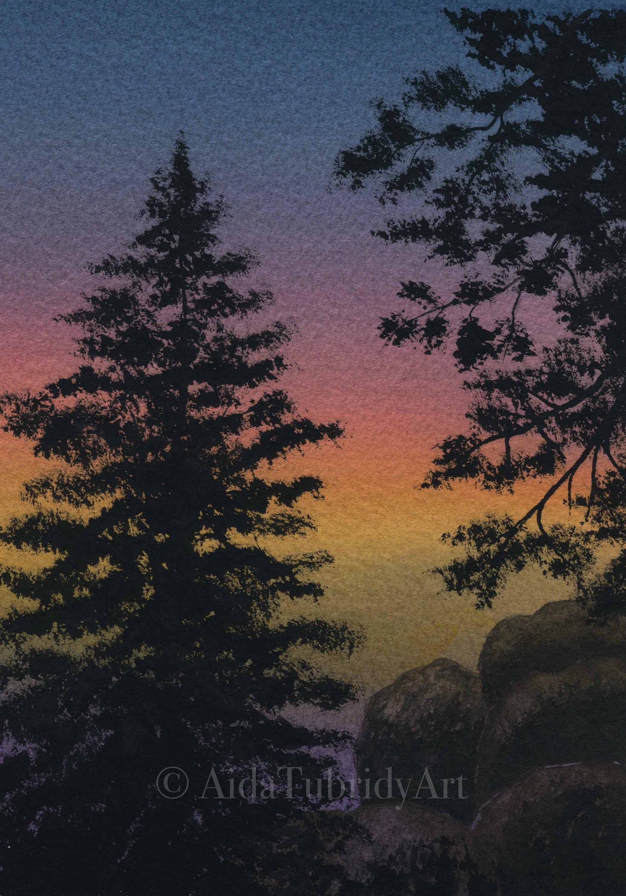 Colorful Sunset Painting Print | Etsy