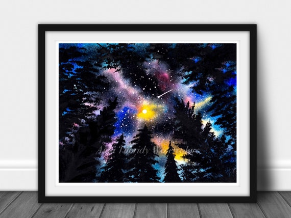 Galaxy Art Print Watercolor Painting Print From Original | Etsy
