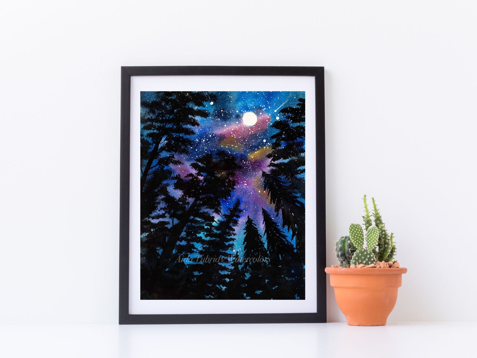 Nightscape Painting With Full Moon Print From Original Night - Etsy
