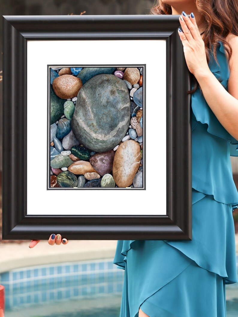 Realistic Rock Print, Modern Art Print of Rocks, Rocks in Watercolor by ...
