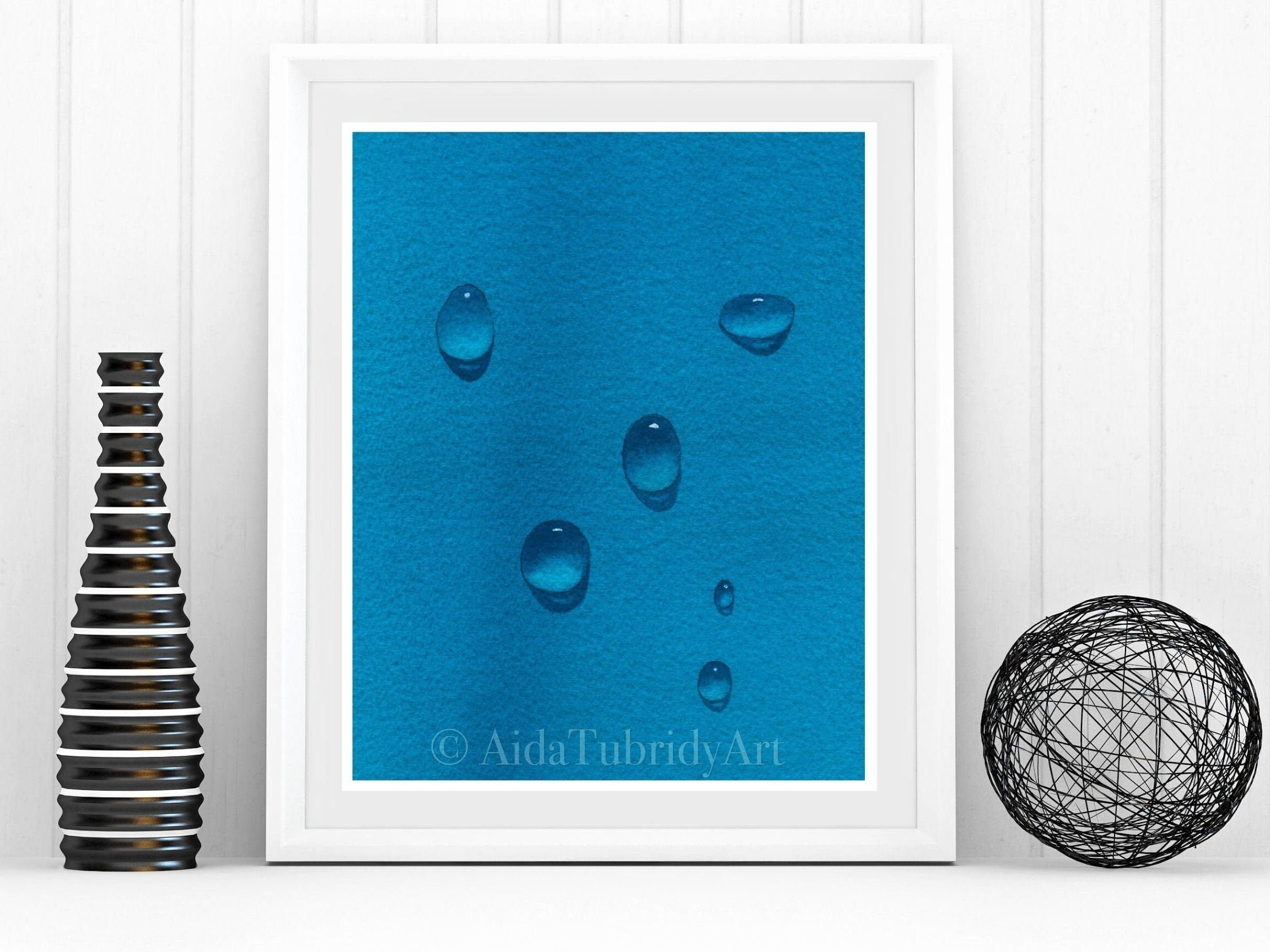 Realistic Water Drops Painting Print From Original Watercolor - Etsy