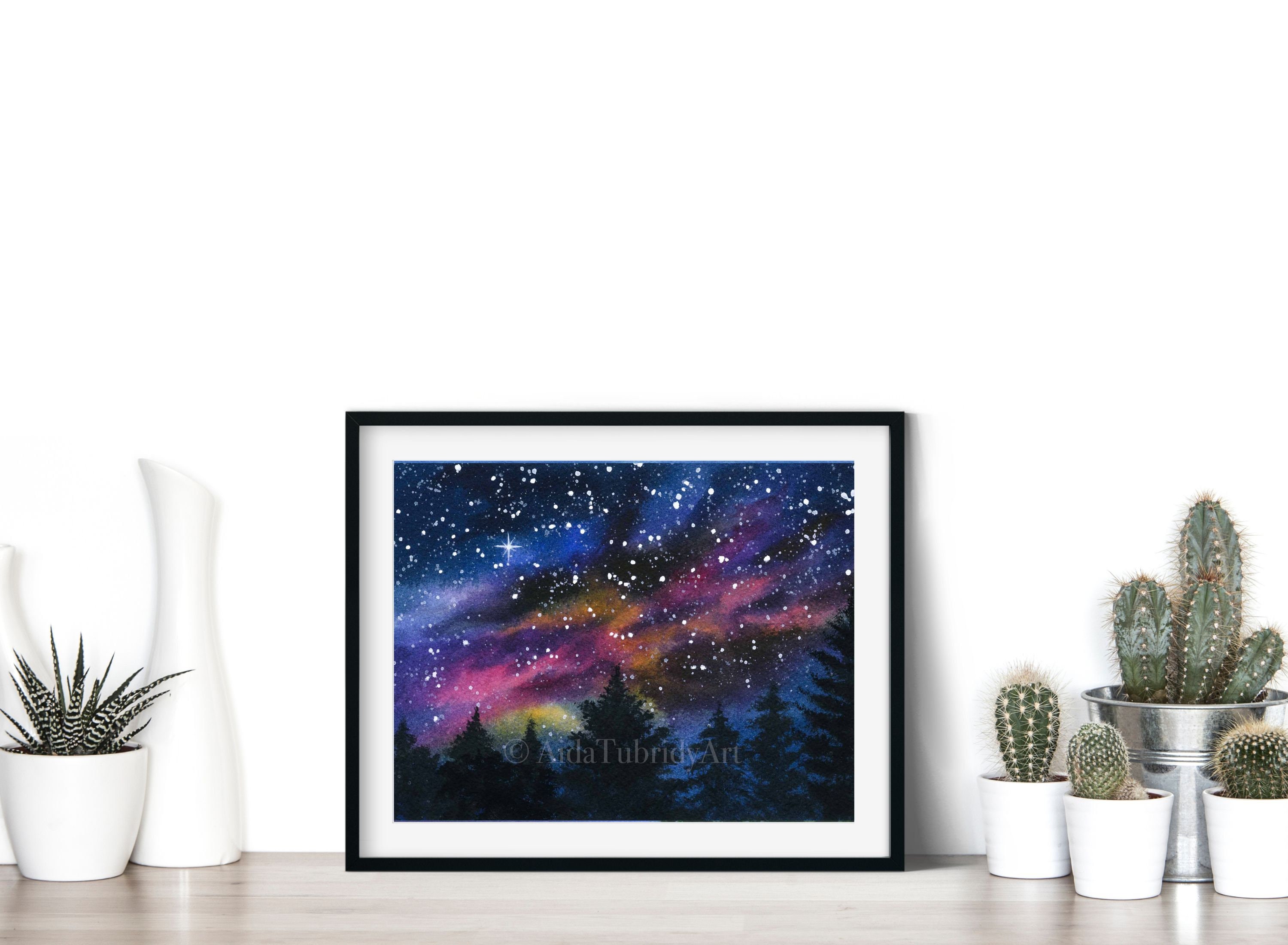 Galaxy Wall Art, Galaxy Print, Galaxy Poster Print, Night Painting, - Etsy
