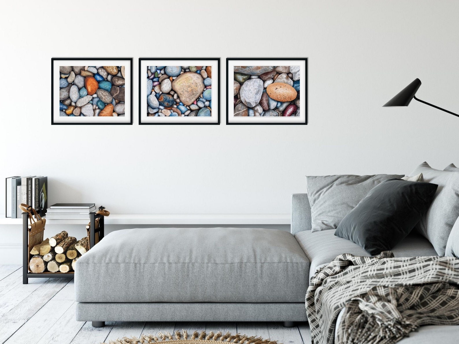 Set of 3 Rocks in Watercolor Print Pebble Art Print Rocks - Etsy