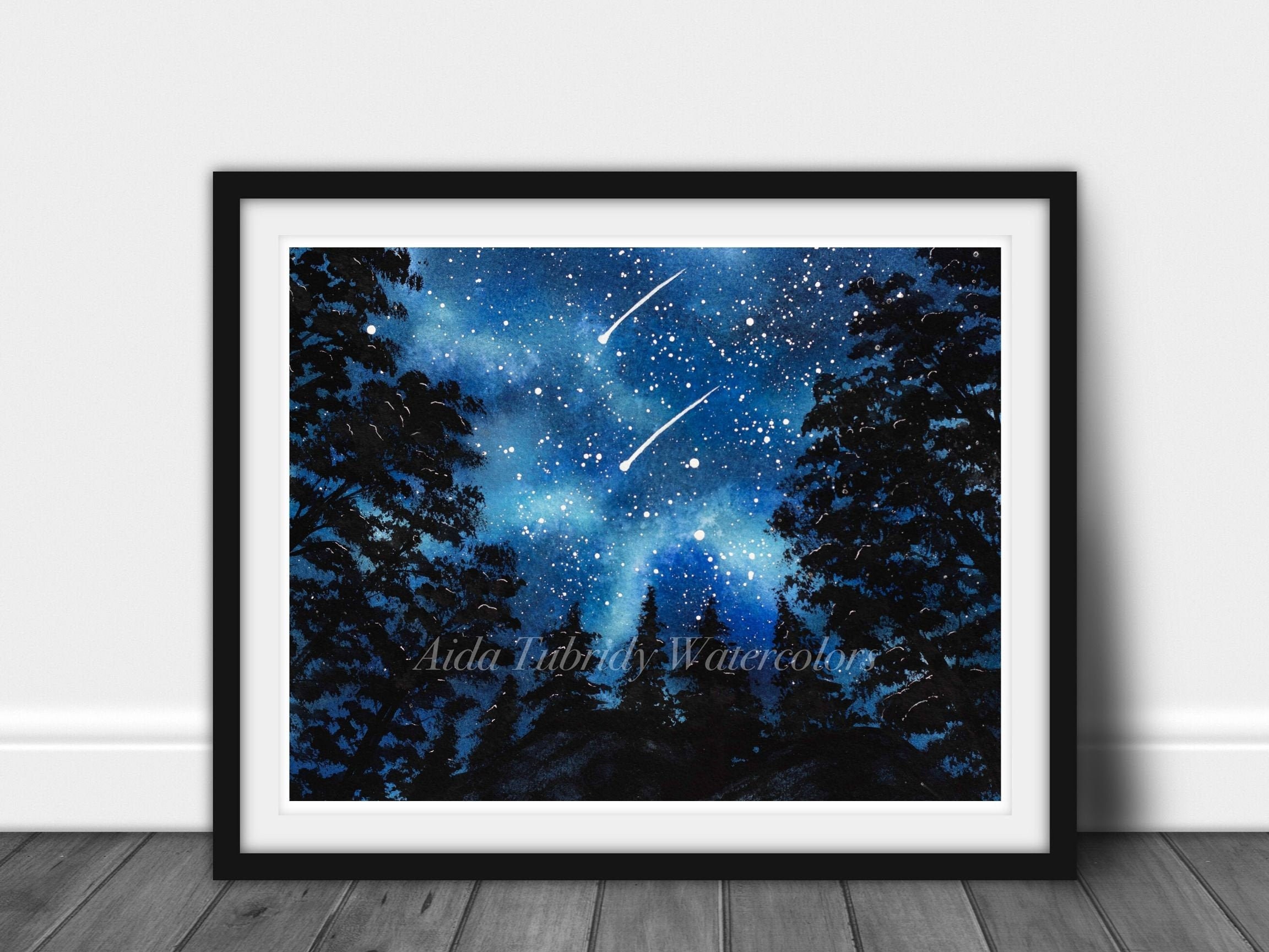 Looking Up Shooting Stars Print From Original Night Scene - Etsy