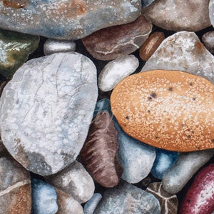 Realistic Rocks Painting, Print From Original Watercolor Painting by ...