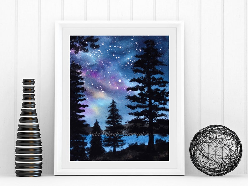 Night Painting in Watercolor Print From Original Painting - Etsy