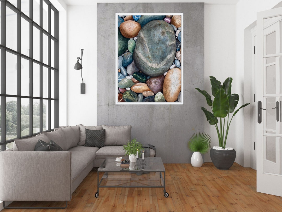 Realistic Rocks Painting in Watercolor, Poster Print, 20x26 Inches - Etsy