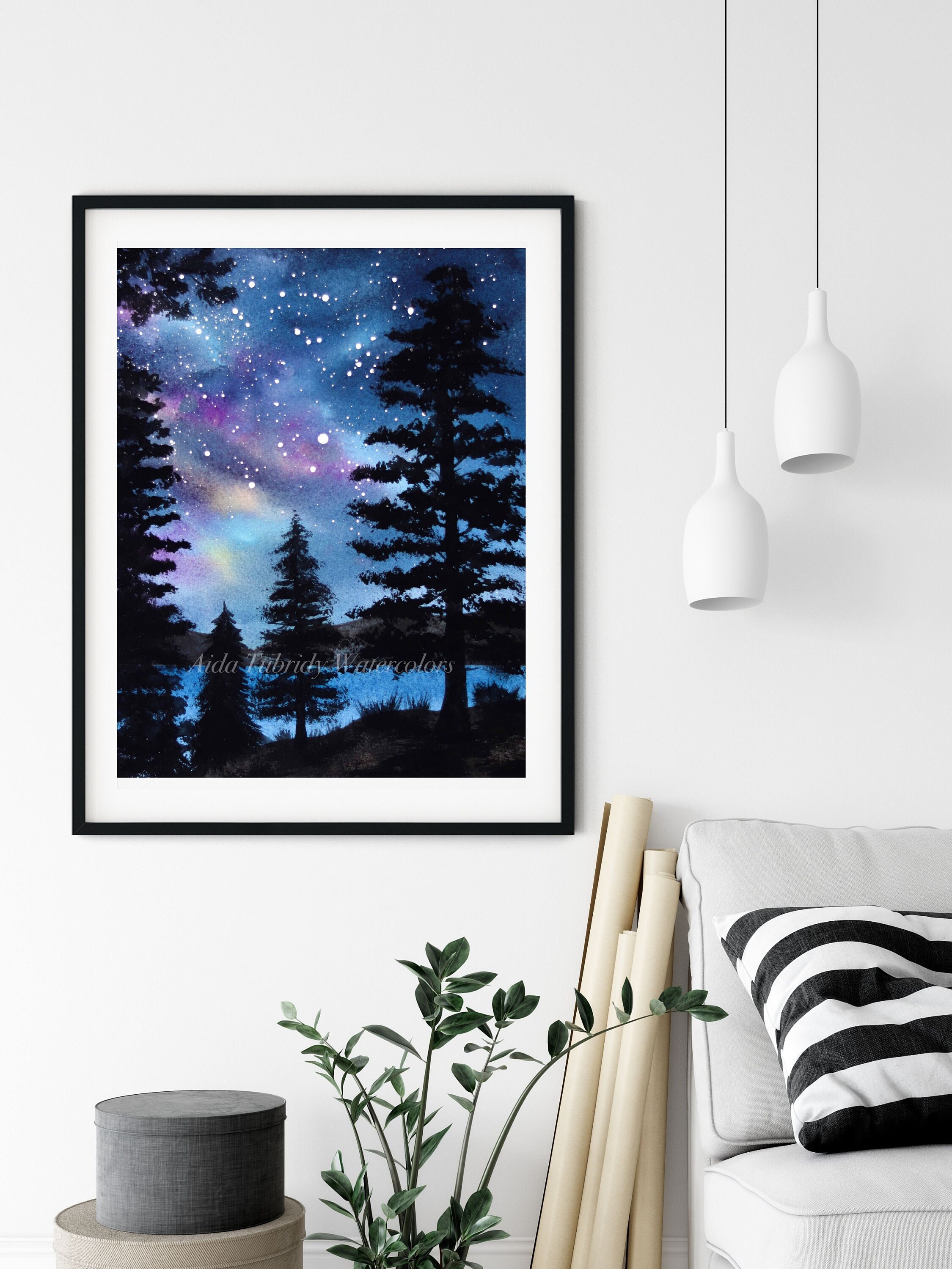 Night Painting in Watercolor Print From Original Painting - Etsy