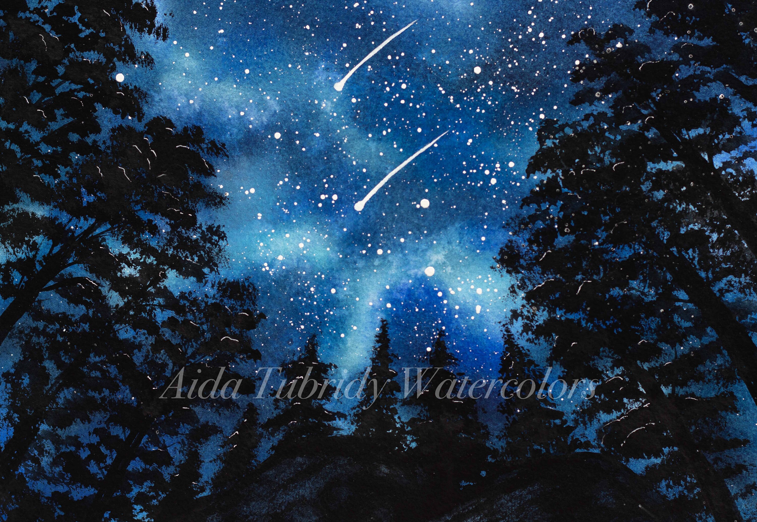 Looking Up Shooting Stars Print From Original Night Scene - Etsy