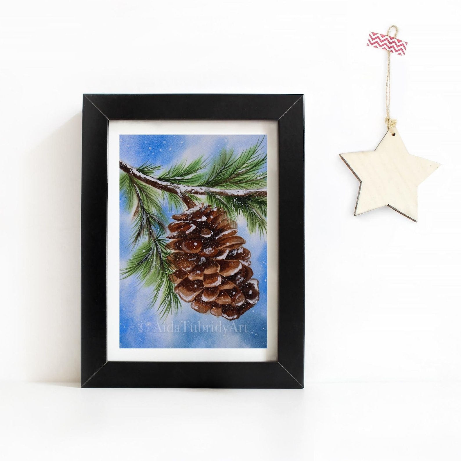 Pine Cone Art in Watercolor, Pine Cone Decor, Pine Cone Wall Art, Print ...