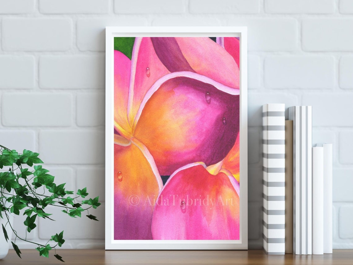 Water Drops on Flower Painting Digital Art Print From | Etsy