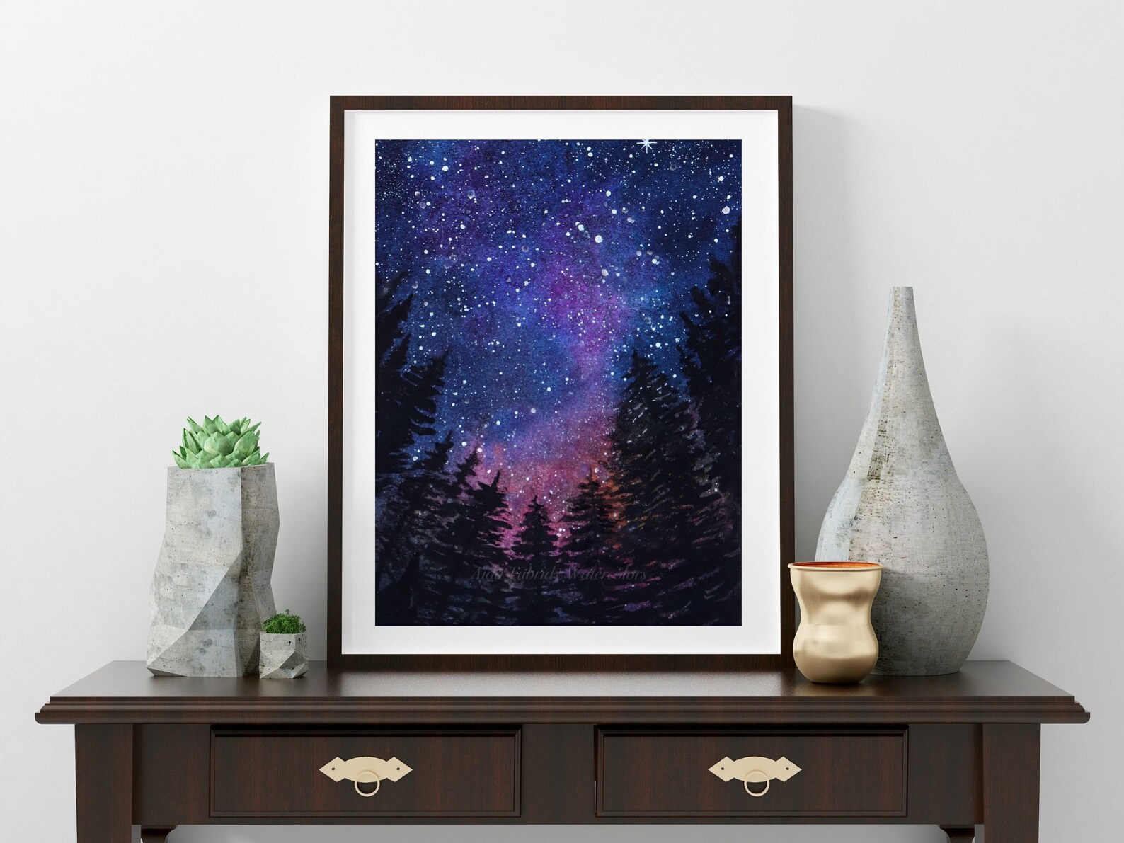 Galaxy in Watercolor Print From Original Galaxy Wall Art | Etsy