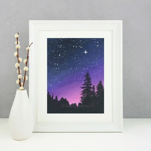 Night View Painting, Original 5x7 Inches, NOT PRINT, "single Bright ...