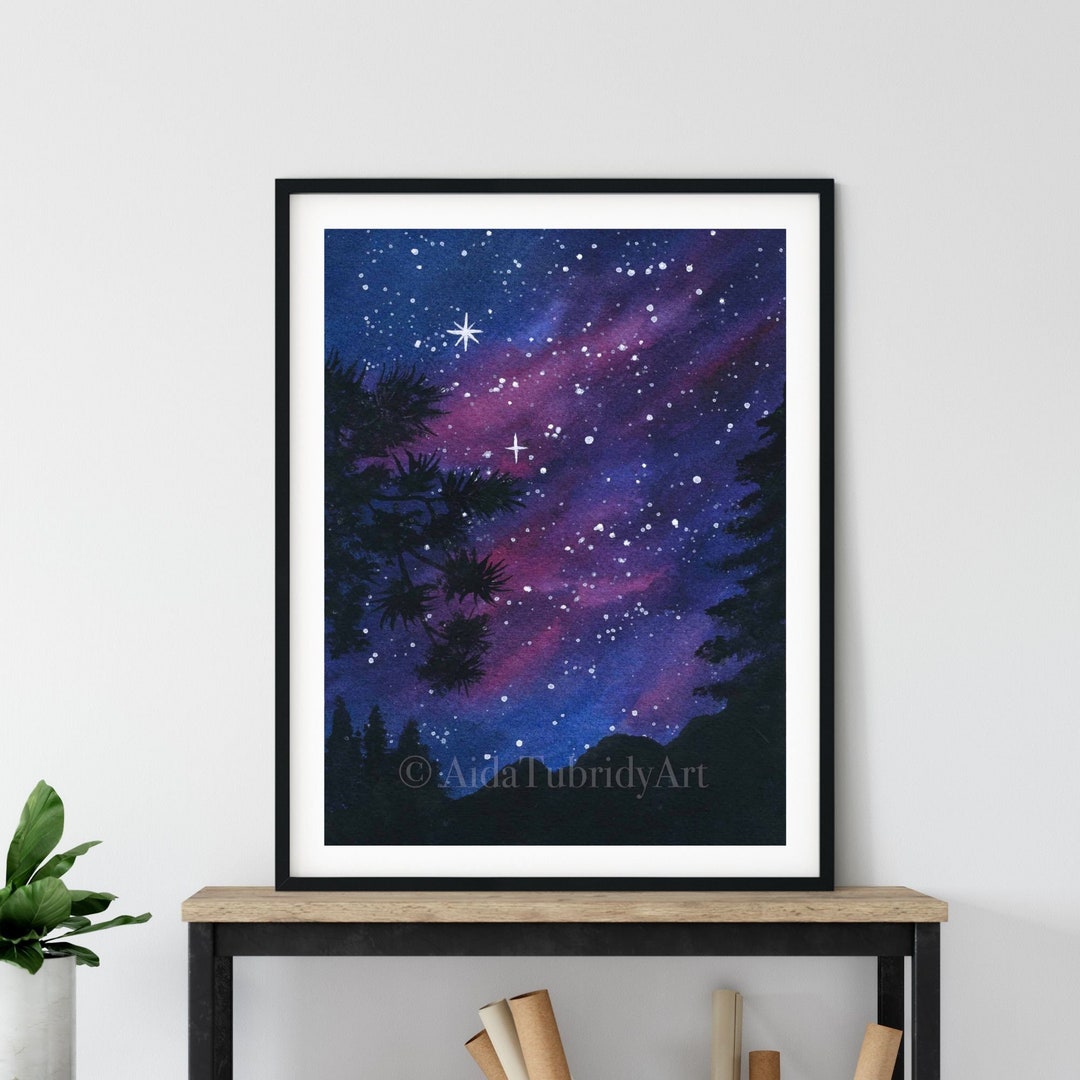 Galaxy Poster Print, Galaxy in Watercolor, Giclee' Print, - Etsy