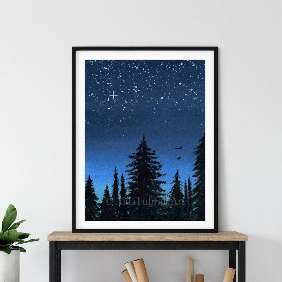 Night Painting, Starry Night, Night Scene Painting, Night in Watercolor ...