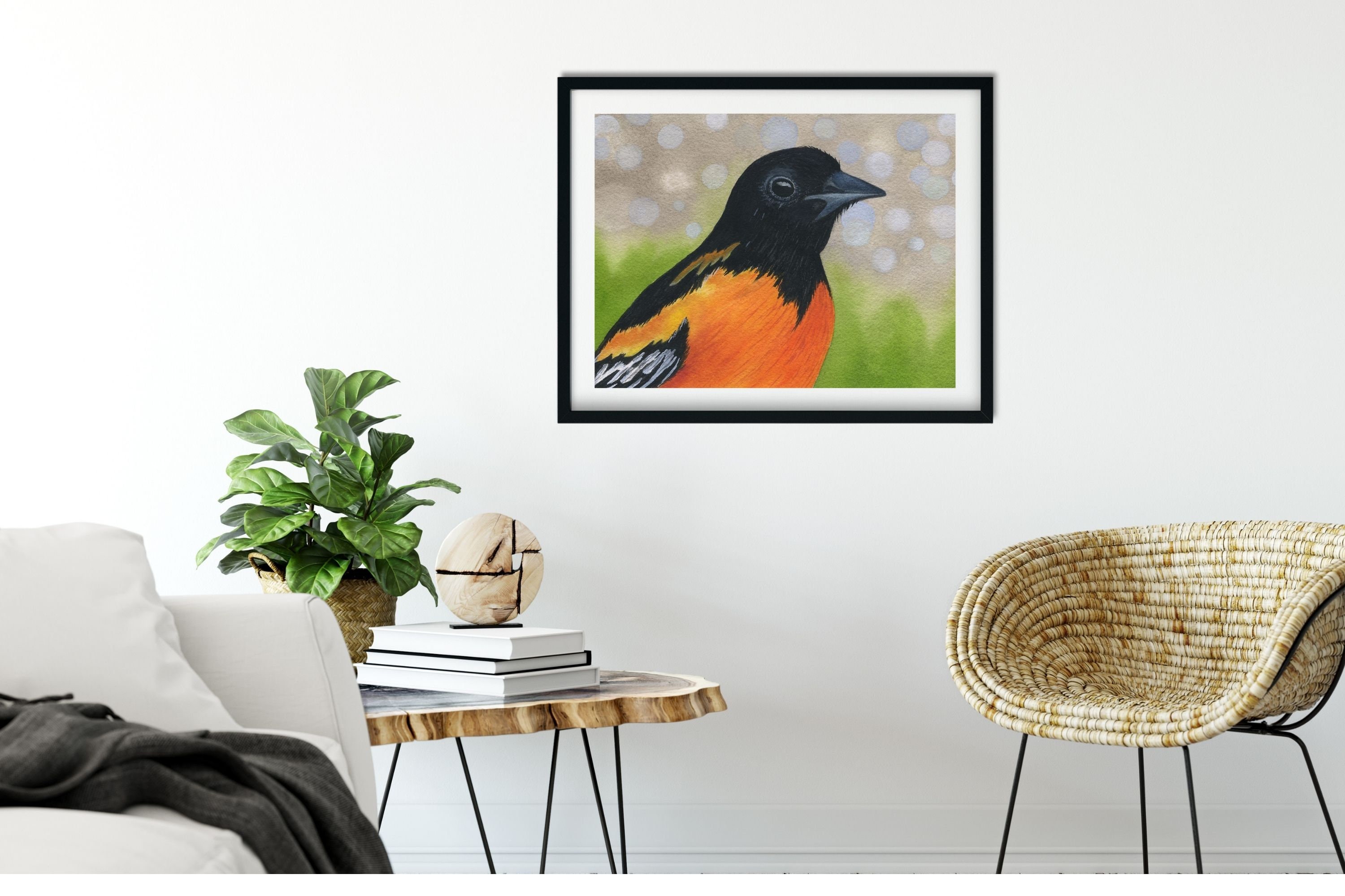 Baltimore Oriole bird painting colorful bird painting | Etsy