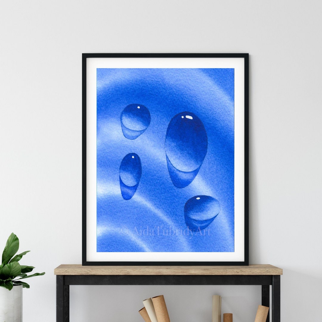 Water Droplets Painting, Water Drop Print, Kids Wall Art, Bathroom Wall ...