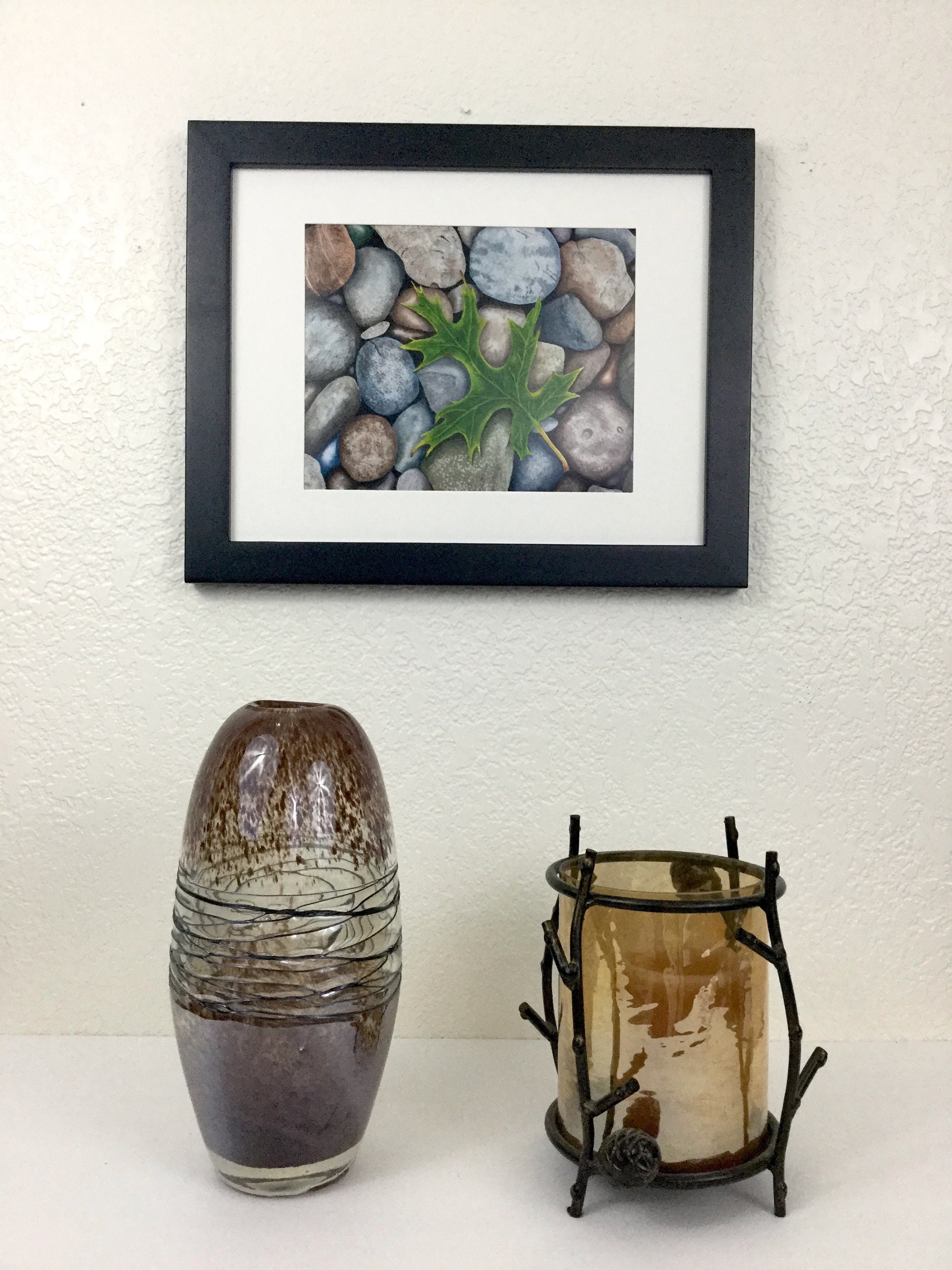 Realistic Rocks With Leaf Rocks Painting Rocks Wall Art | Etsy