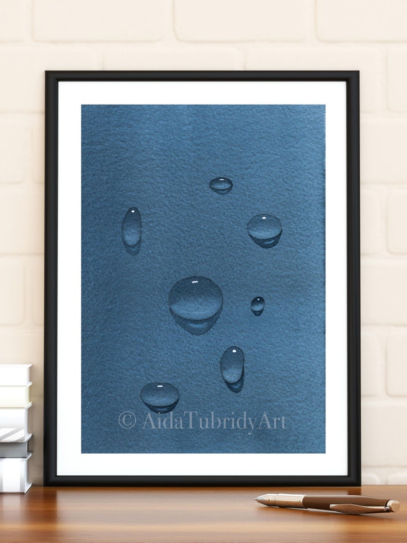Water Drops Art Print, Simple Wall Art, Print From Original Watercolor ...