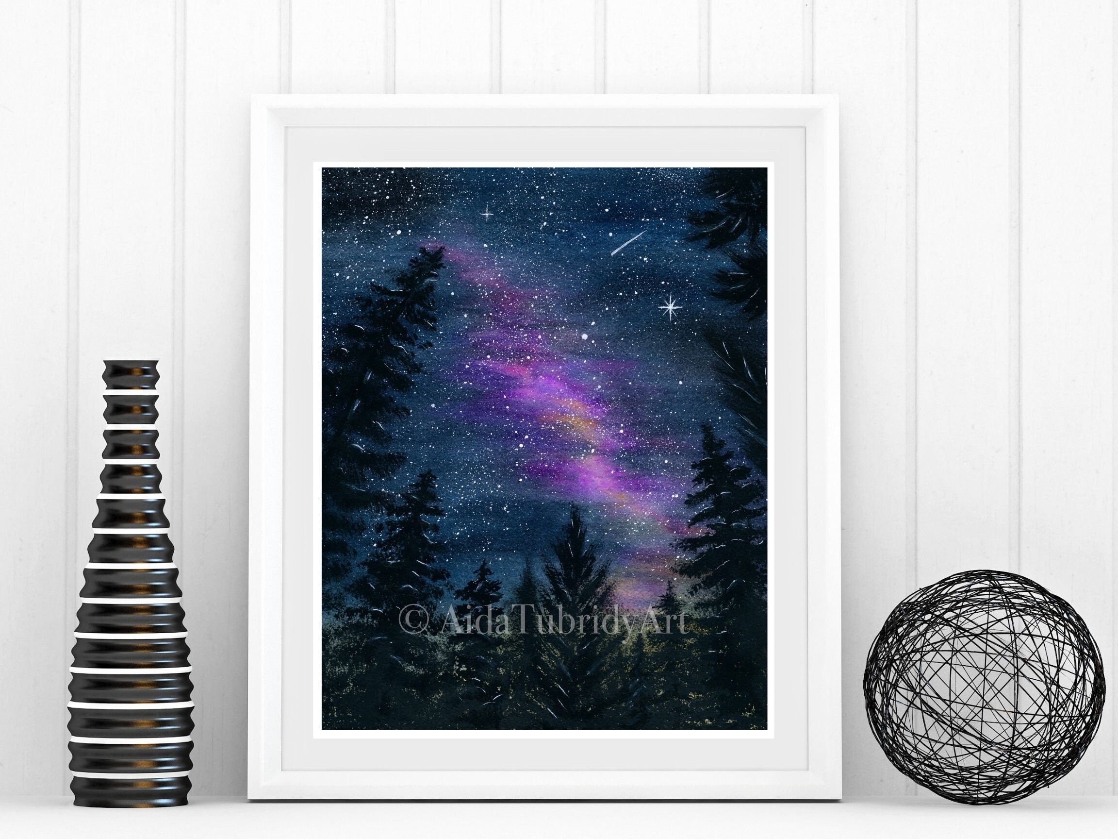 Galaxy Poster Print Galaxy wall art Purple Sky galaxy | Etsy
