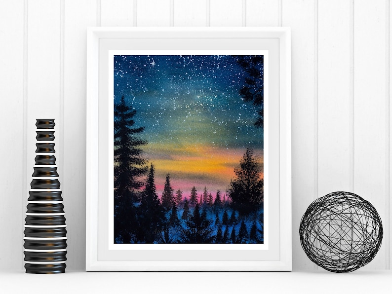 Colorful Sunset in Watercolor, Print From Original, Sunset Print ...
