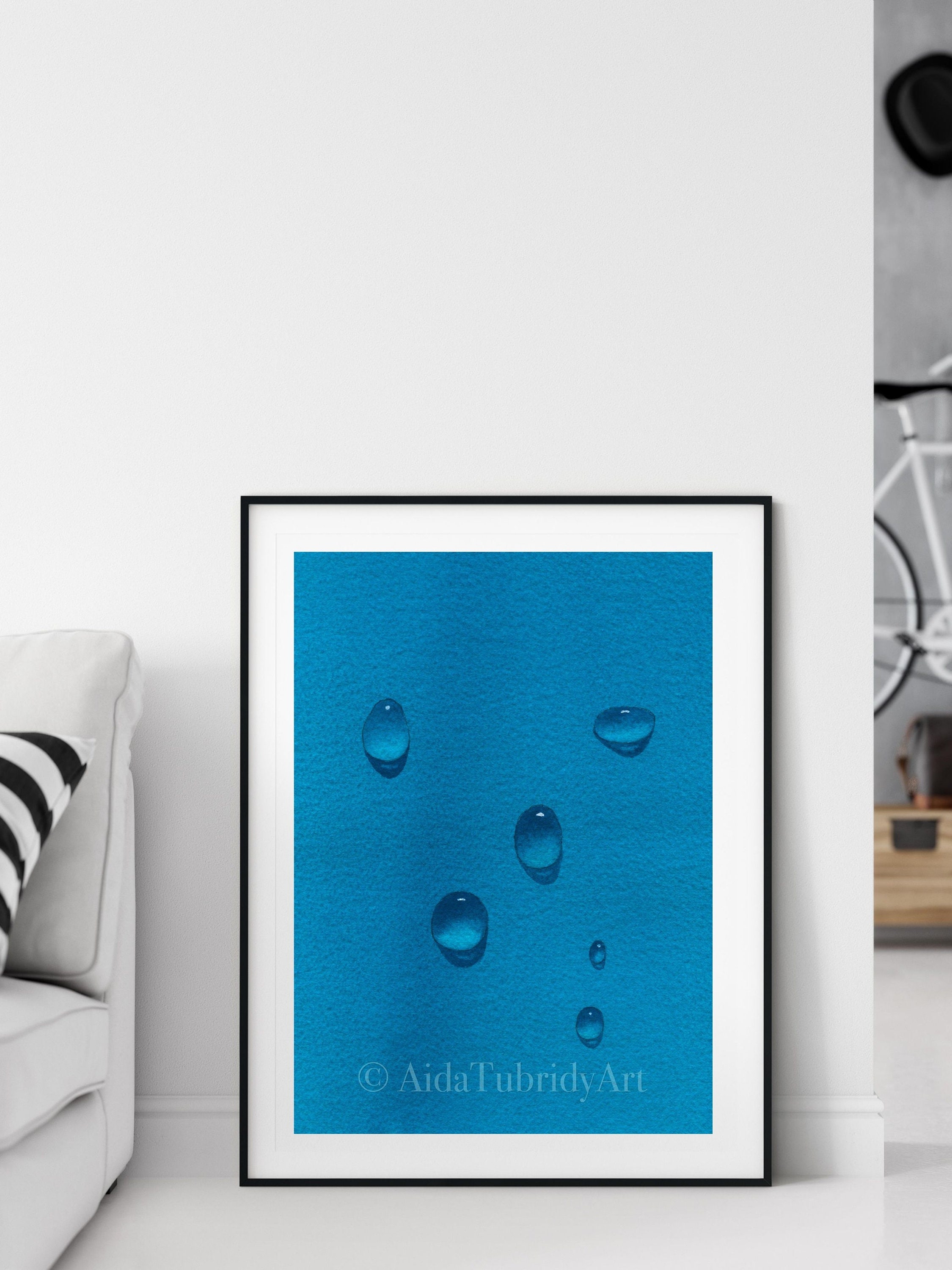 Realistic Water Drops Painting, Print From Original Watercolor Painting ...