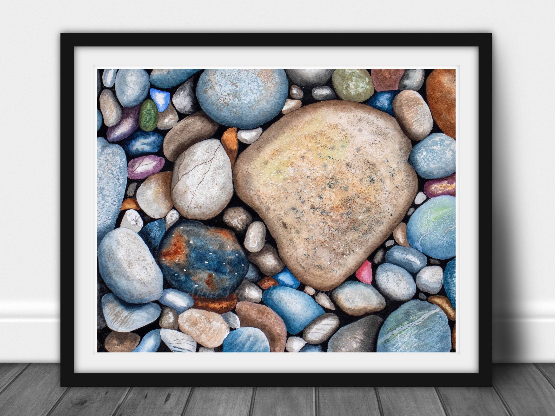 Artistic rocks painting Rocks in Watercolor Print from | Etsy