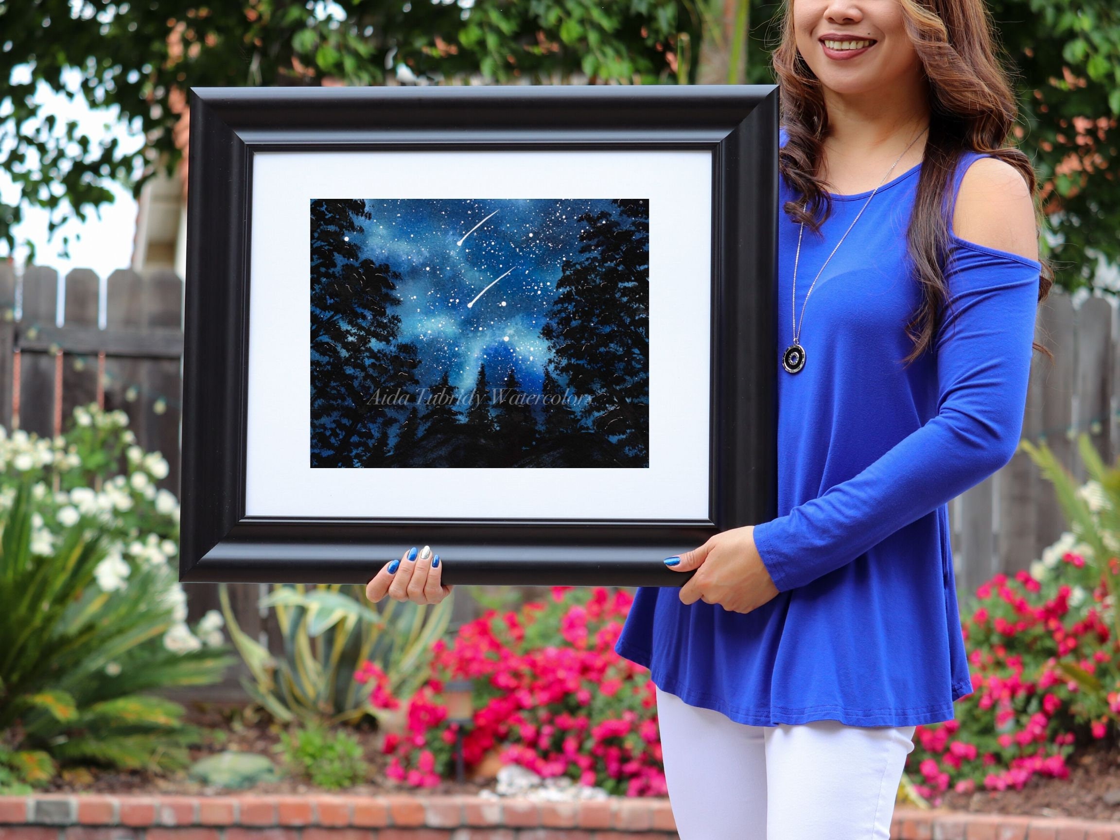 Looking Up Shooting Stars Print from Original Night Scene | Etsy