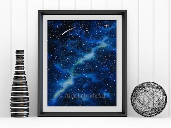 Galaxy Wall Art With Shooting Star Print From Original - Etsy