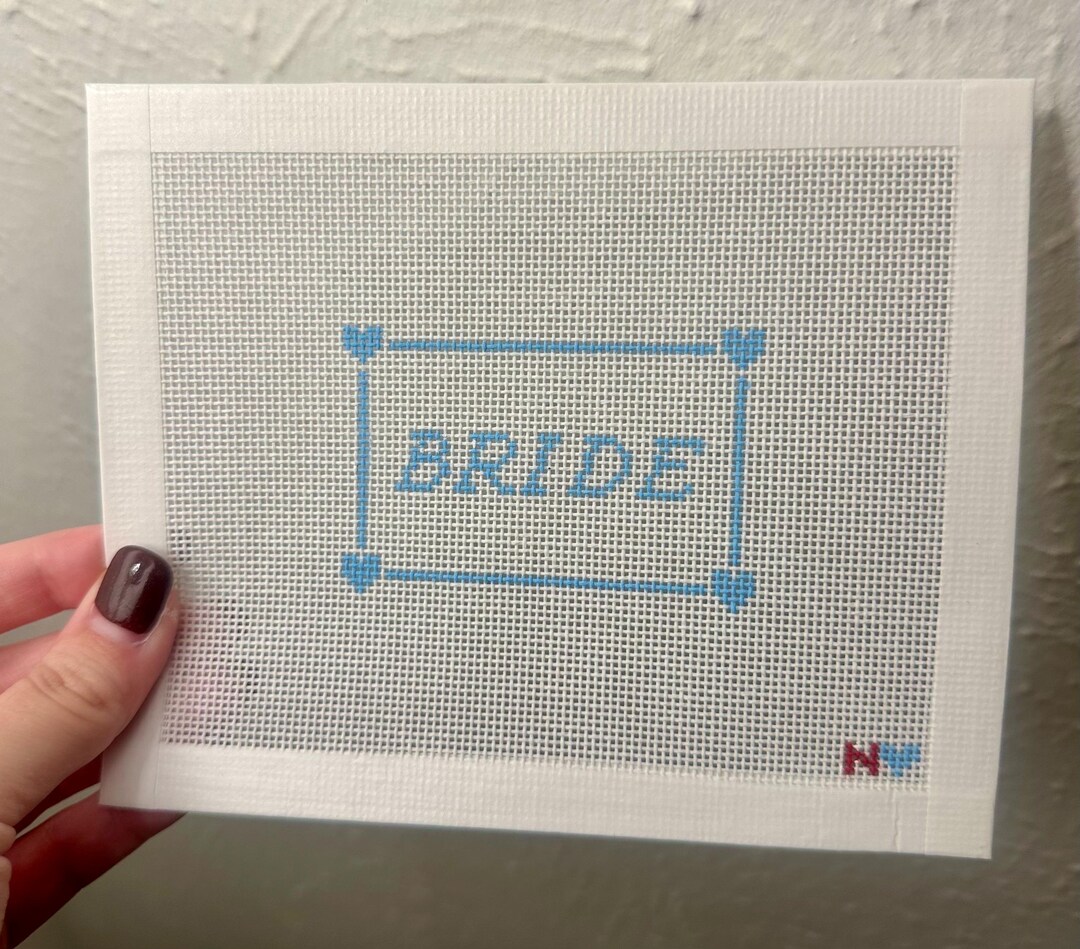Hand-painted Needlepoint Canvas: Bride Luggage Tag - Etsy
