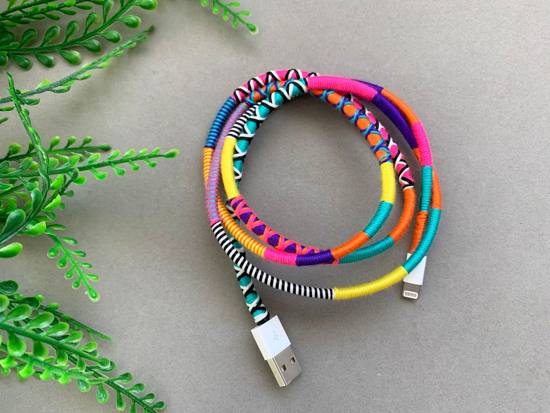 Wrapped Yarn Charger Cable / Handmade Lightning Cable / Multicolor ...