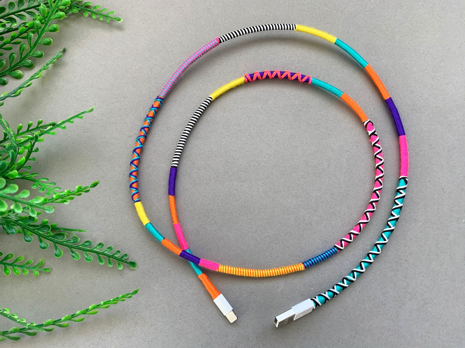 Handmade Wrapped Yarn Lightning Cable: Multicolor Boho Charger Cord - Etsy