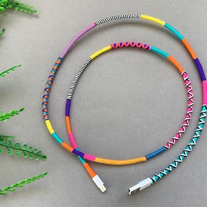 Handmade Wrapped Yarn Lightning Cable: Multicolor Boho Charger Cord - Etsy